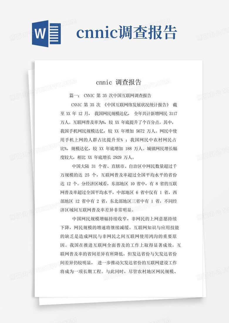 cnnic调查报告Word模板下载_编号ldpkwdvr_熊猫办公