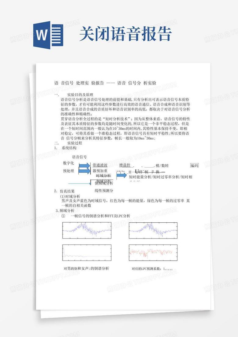 语音信号处理实验报告word模板下载编号qabwoeoy熊猫办公