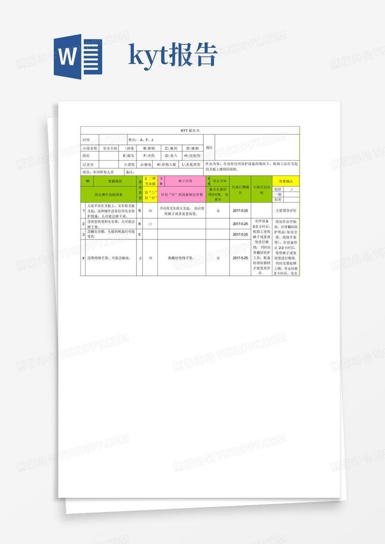 kyt报告书(高处作业)Word模板下载_编号qjywayvv_熊猫办公