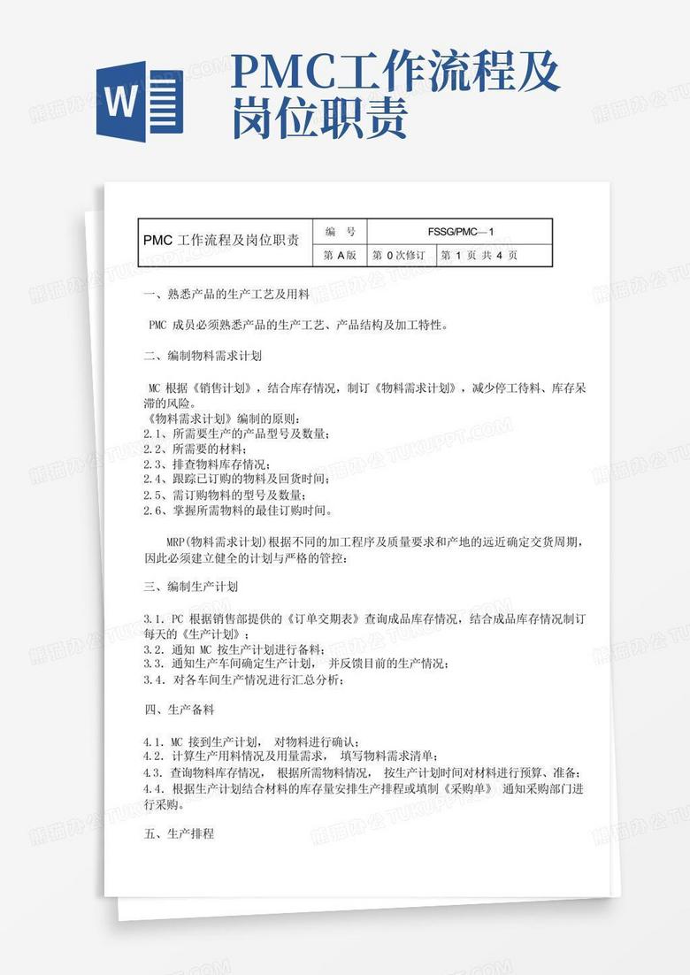 pmc工作流程及岗位职责Word模板下载_编号lzayexwg_熊猫办公