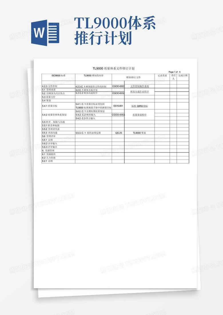 tl9000体系推行计划Word模板下载_编号qbaewzmj_熊猫办公