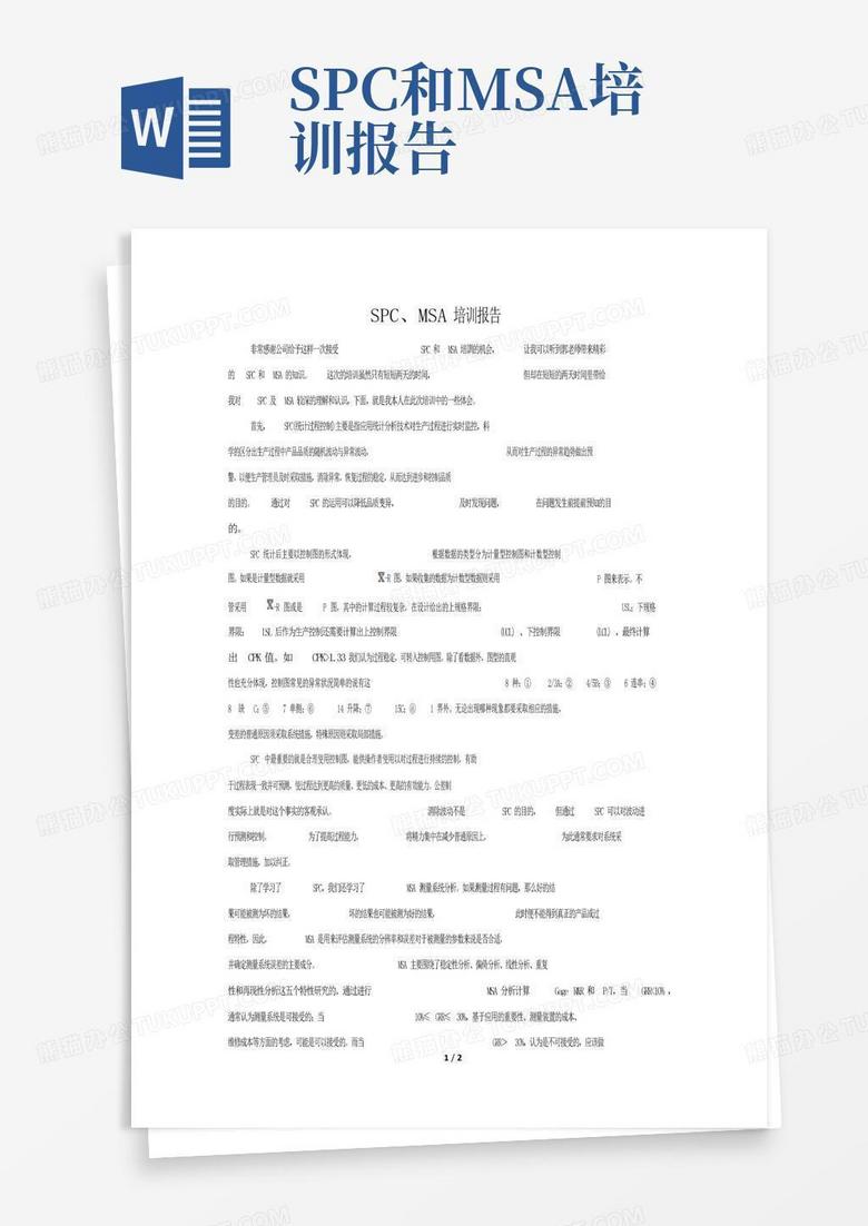 spc和msa培训报告Word模板下载_编号lxpjjjwg_熊猫办公