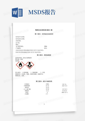 msds报告Word模板下载_熊猫办公