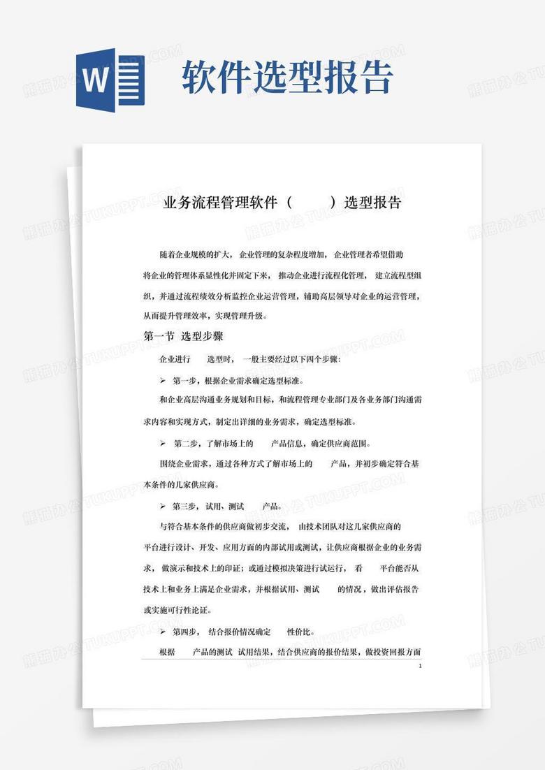 业务流程管理软件bpm选型报告word模板下载编号qxzzndrz熊猫办公
