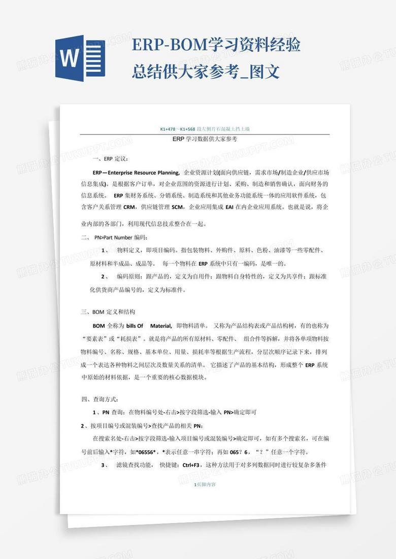erp-bom学习资料经验总结供大家参考_图文Word模板下载_编号qppbweva_熊猫办公