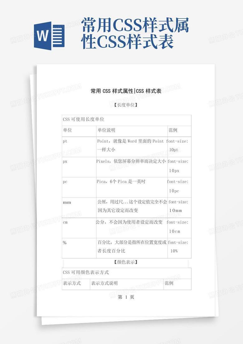 常用css样式属性css样式表word模板下载编号qydxkeng熊猫办公