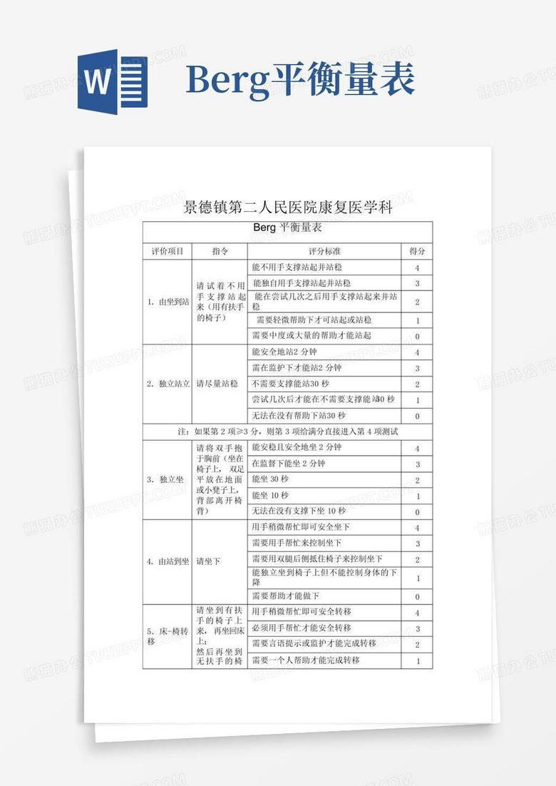 berg平衡量表Word模板下载_编号ldgrzmvb_熊猫办公