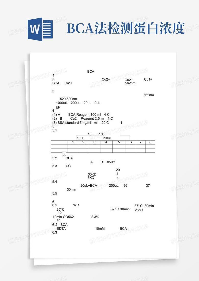 bca法检测蛋白浓度Word模板下载_编号legjryob_熊猫办公