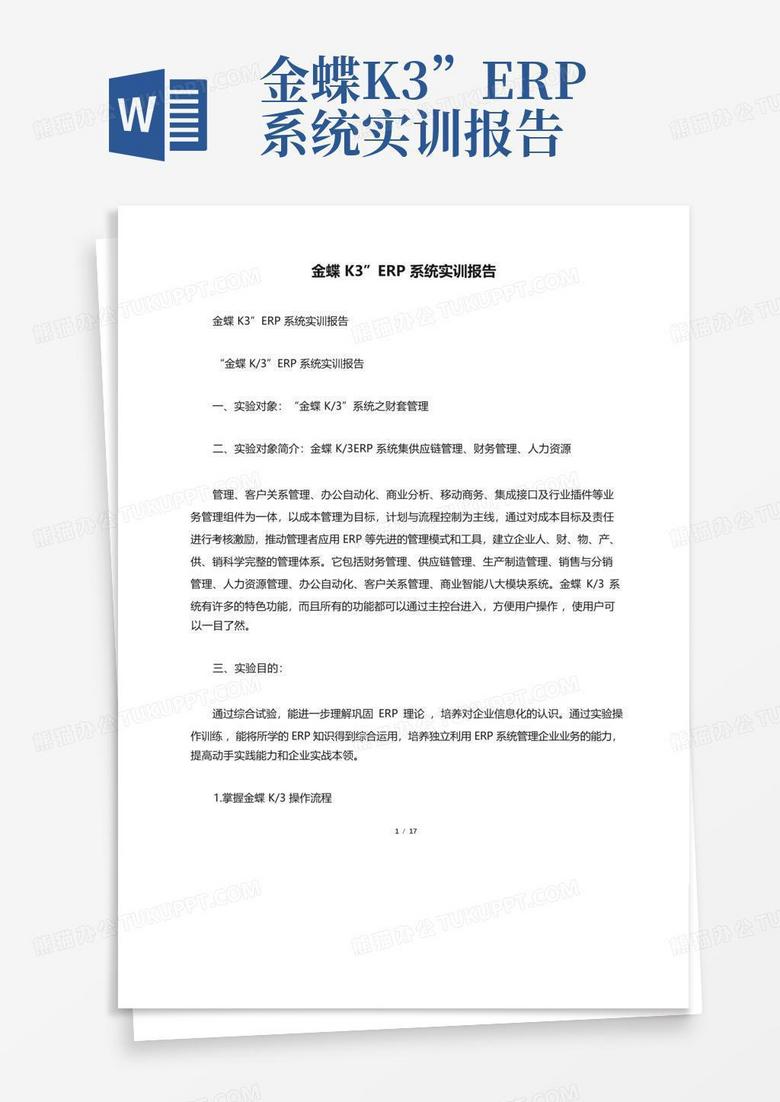 金蝶k3”erp系统实训报告Word模板下载_编号qvmrvrvo_熊猫办公