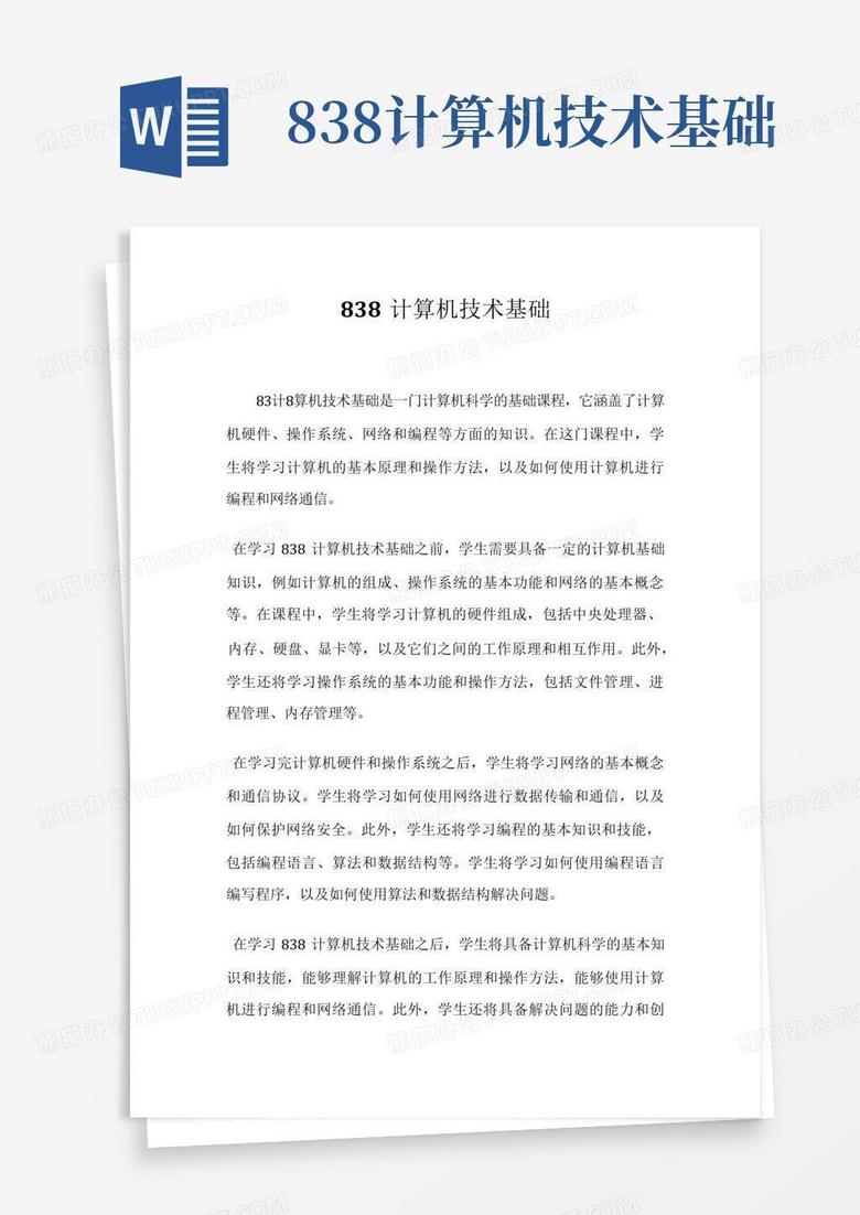 838计算机技术基础Word模板下载_编号lppwmvnb_熊猫办公