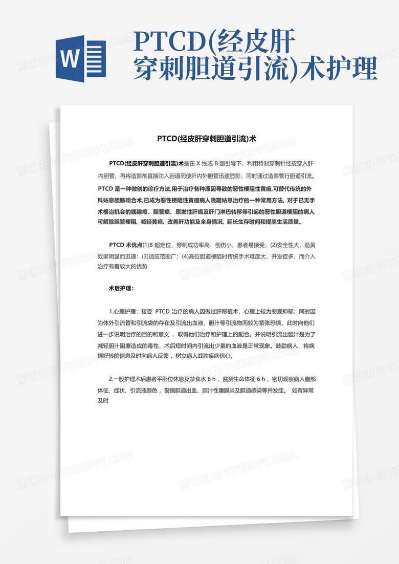 ptcd(经皮肝穿刺胆道引流)术护理-Word模板下载_编号qawdyagd_熊猫办公