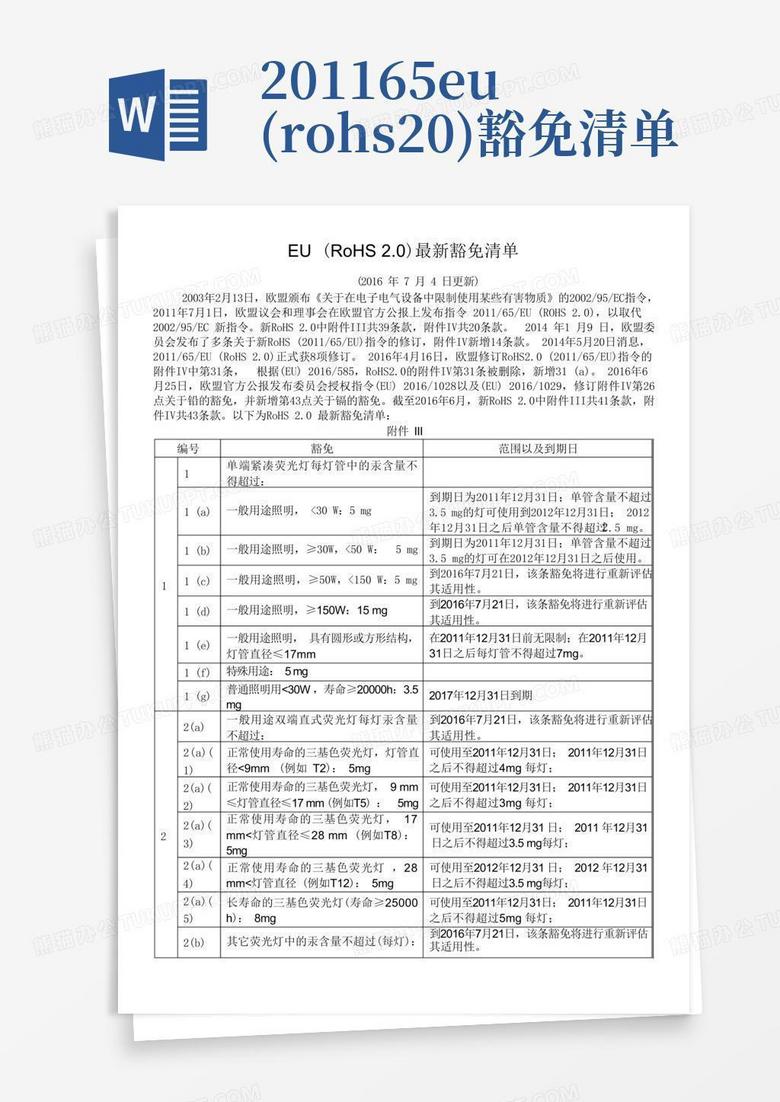 2011-65-eu(rohs2.0)豁免清单Word模板下载_编号qkymjxgb_熊猫办公