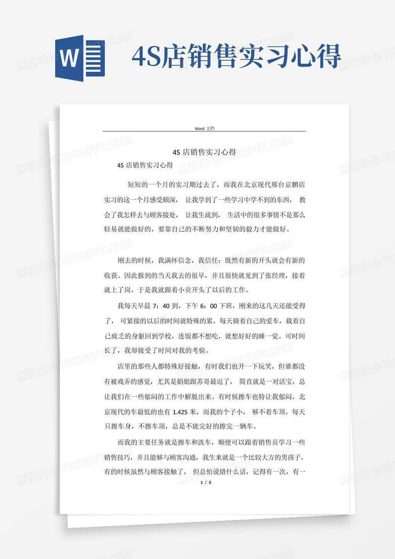 4s店销售实习心得-Word模板下载_编号lrgnzray_熊猫办公