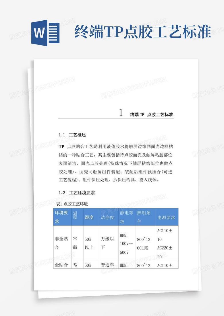 终端tp点胶工艺标准Word模板下载_编号qazxzero_熊猫办公