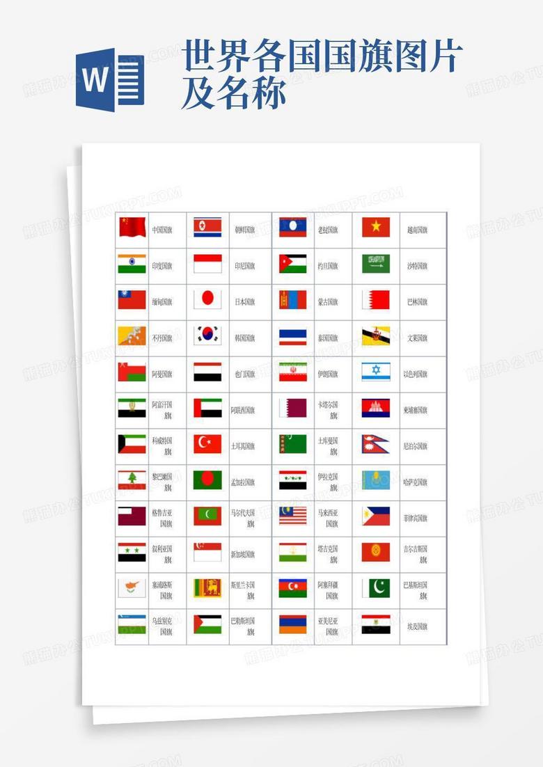 世界各国国旗图片及名称-Word模板下载_编号lbnkjjgy_熊猫办公