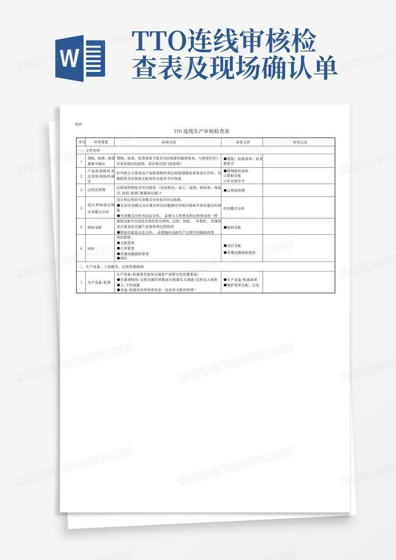 tto连线审核检查表及现场确认单-Word模板下载_编号lpdmwdwa_熊猫办公