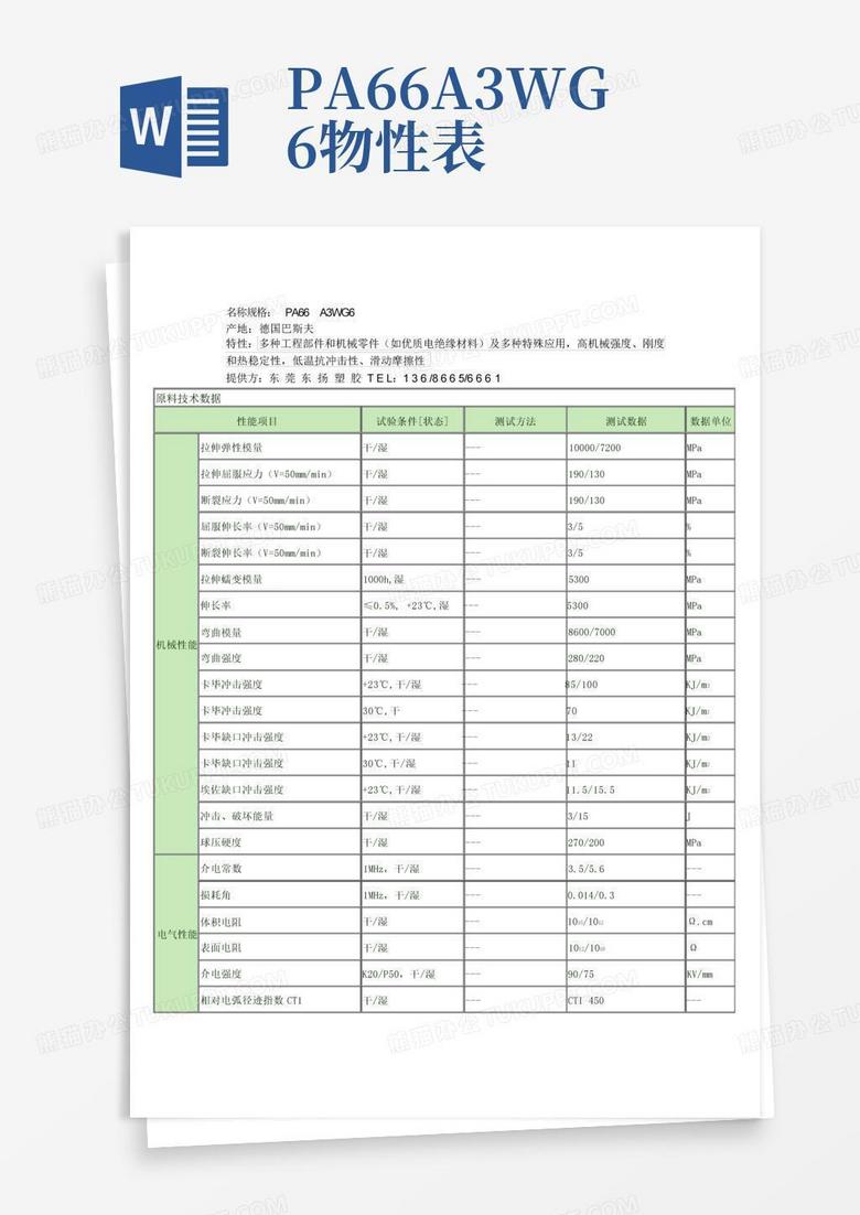 pa66a3wg6物性表Word模板下载_编号lozowpdy_熊猫办公
