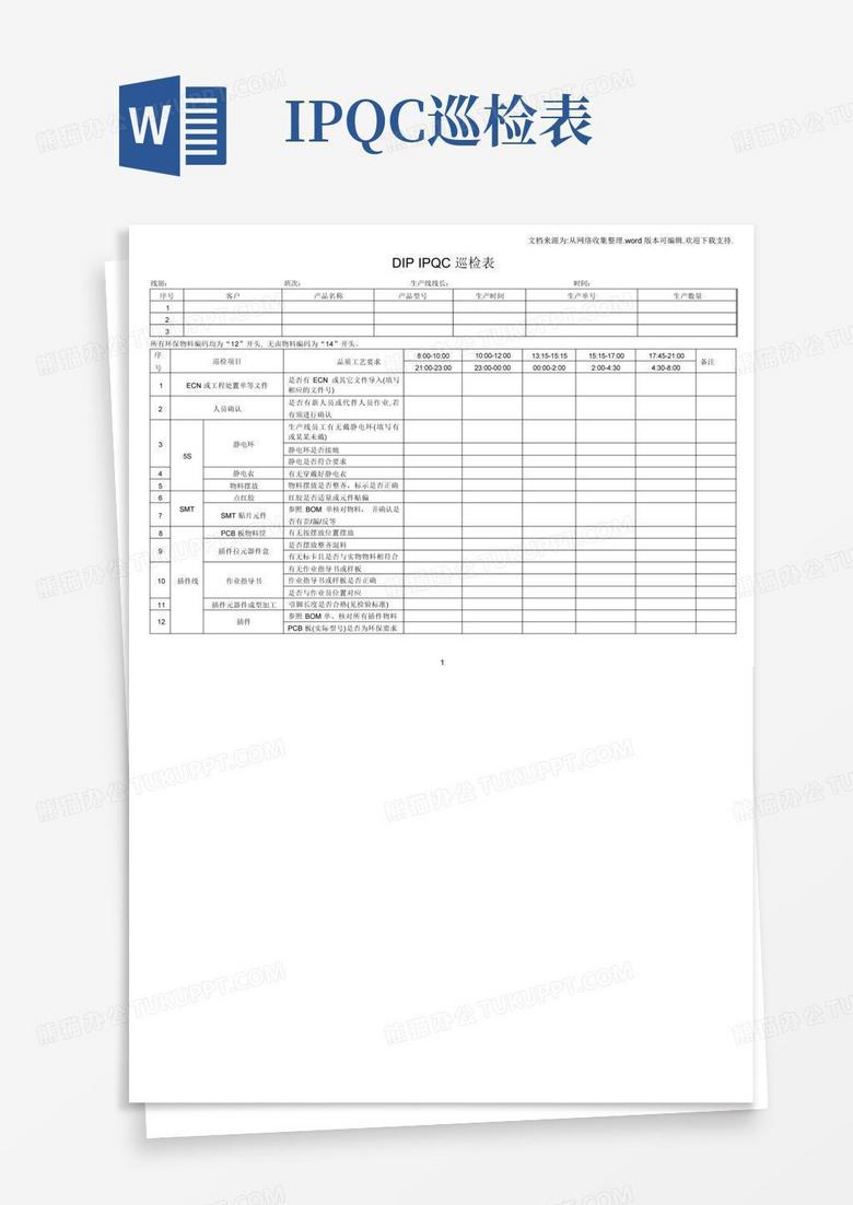 ipqc巡检表Word模板下载_编号lmmzykea_熊猫办公