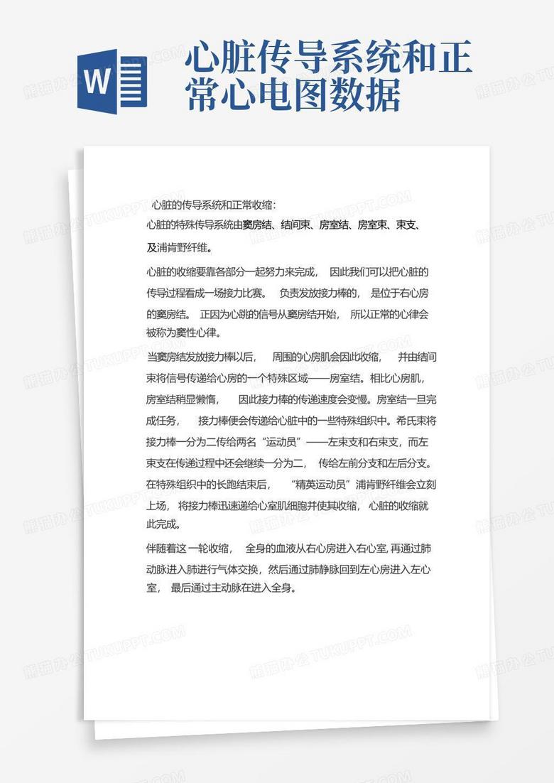 心脏传导系统和正常心电图数据word模板下载编号qnownepm熊猫办公